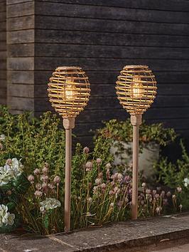 Smart Solar Lumina Rattan Stake Light Pair by Very | ufurnish.com