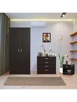 Vida Designs Riano 3 Piece Compact Package - 2 Door Wardrobe, 4 Drawer ...