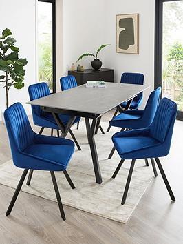 Very Home Corbin 160-200 Cm Extending Black Dining Table + 6 Marlow ...