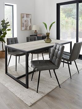 Very Home Harlem 180 Cm Grey Oak Dining Table + 4 Grey Harlem Chairs - Fsc&Reg Certified by Very ...