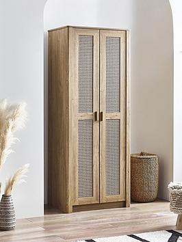 Julian Bowen Sydney Oak And Rattan Effect 2 Door Wardrobe by Very ...