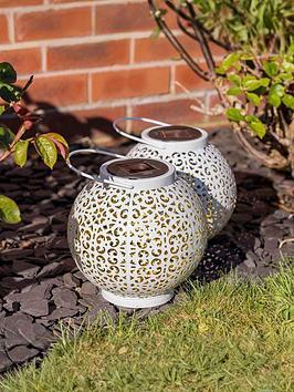 Valuelights White Sphere Solar Powered Hanging Lanterns - Set Of 2 by ...