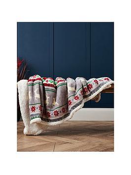 Very Home Christmas Stag Stripe Throw - Red by Very | ufurnish.com