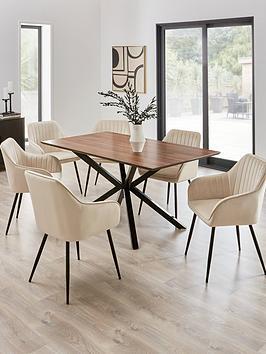 Very Home Chopstick 160Cm Wood Top Table & 6 Alisha Natural Chairs by ...