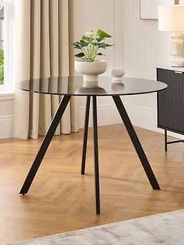 Very Home Marlow 110 Cm Round Smoked Glass Top Dining Table by Very ...