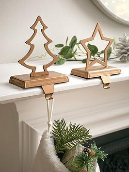 Very Home Set Of 2 Matt Gold Star Stocking Holders by Very | ufurnish.com