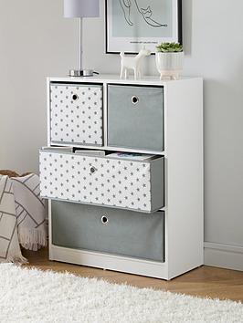 The Very Collection 2 + 2 Cube Storage Unit With Boxes In Grey/Stars by ...