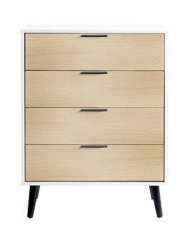 Julian Bowen Alba 4 Drawer Wide Chest - White/Oak by Very | ufurnish.com