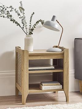 Julian Bowen Sydney Oak And Rattan Effect Lamp Table With Removable ...