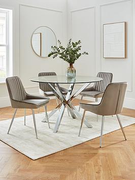 The Very Collection Chopstick 120 Cm Round Dining Table + 4 Alisha ...