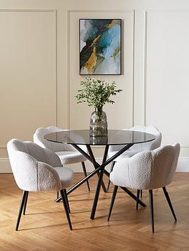 Black dining table with cream chairs store