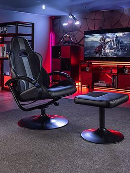 X Rocker Play Milano Multi-Media Reclining Chair With Footstool - Black ...