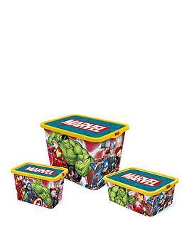 Marvel Set Of 3 Avengers Marvel Marvelmania Storage Boxes by Very ...