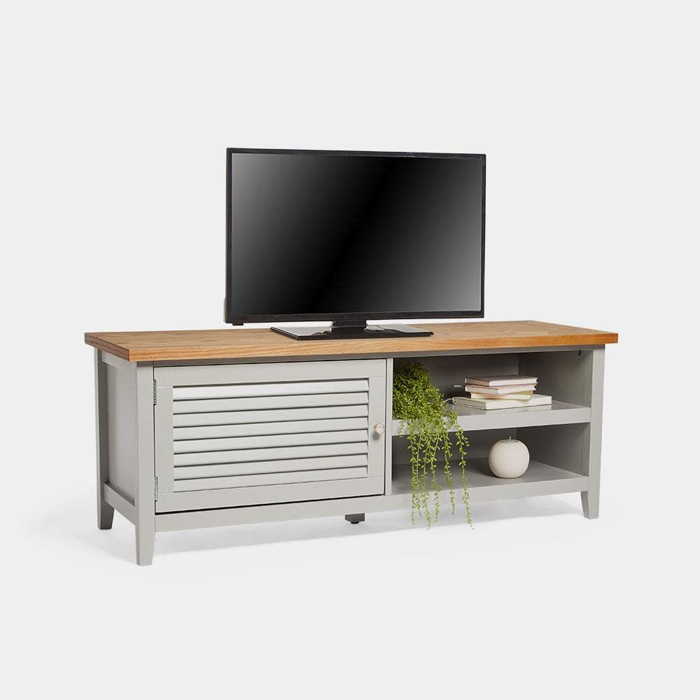 Louvre Grey Ash TV Unit with Storage by VonHaus | ufurnish.com