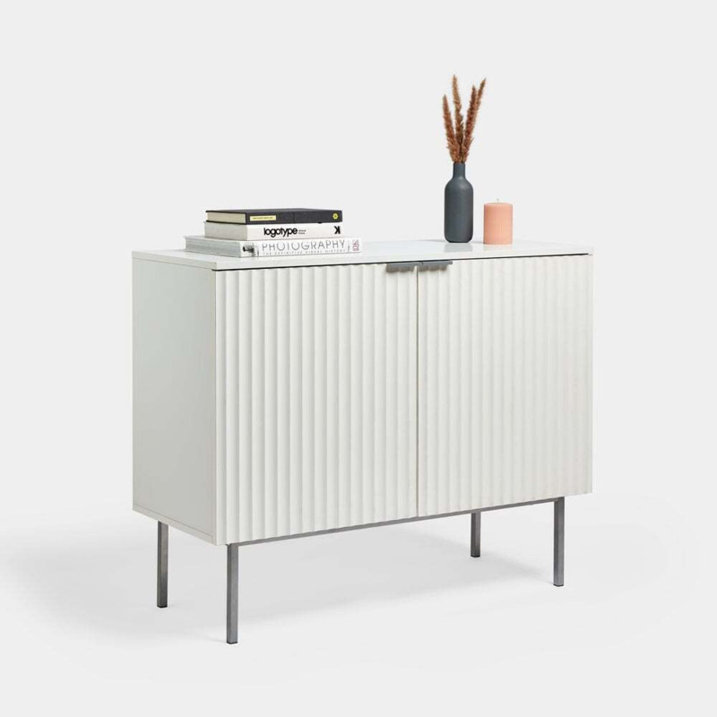 Roma White Ridged 2 Door Sideboard by VonHaus | ufurnish.com