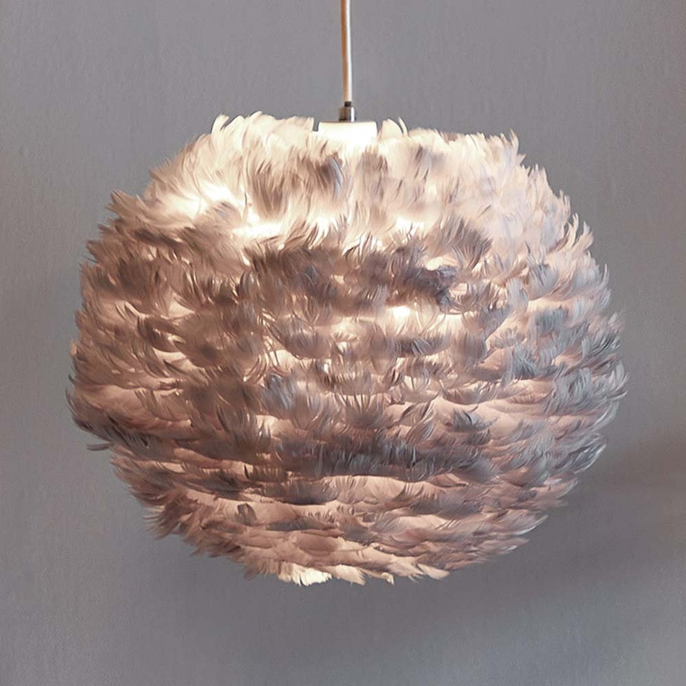 Grey Feather Ceiling Lamp Shade by VonHaus | ufurnish.com