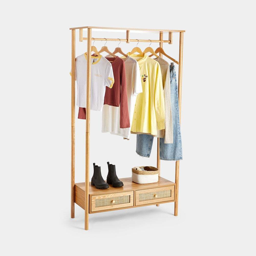Rattan Clothes Rail by VonHaus | ufurnish.com