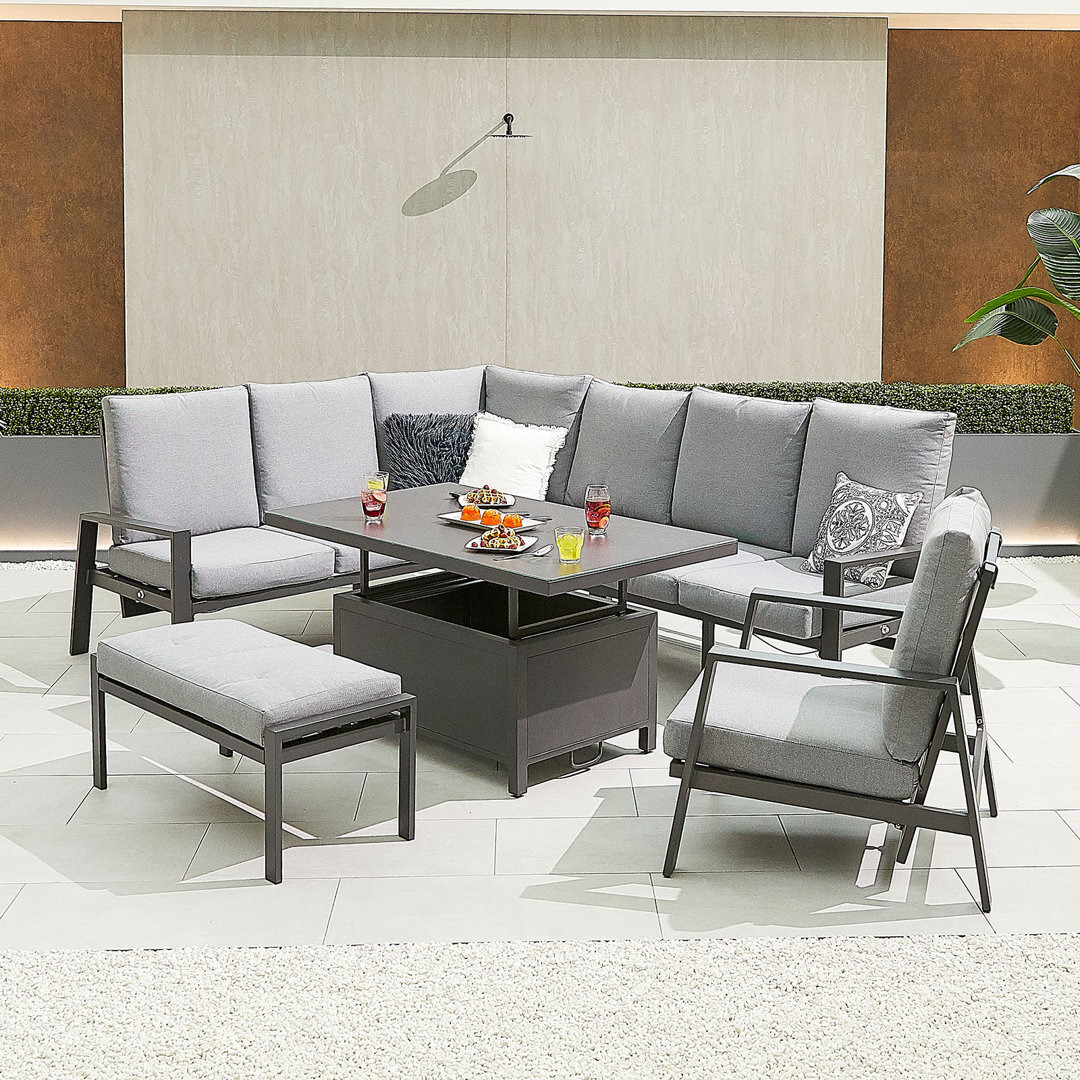 Kyndell Reclining Left Corner Dining Set With Rising Table & Lounge ...