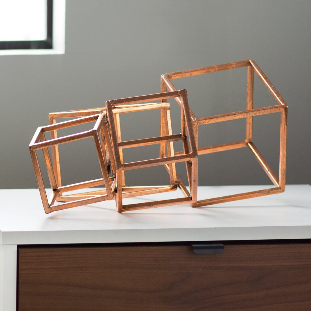 Gold Metal Cube Table Sculpture by Wayfair | ufurnish.com