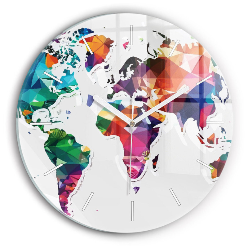 Glass Wall Clock 30 cm World map of the triangle Decoration Wall Art by ...