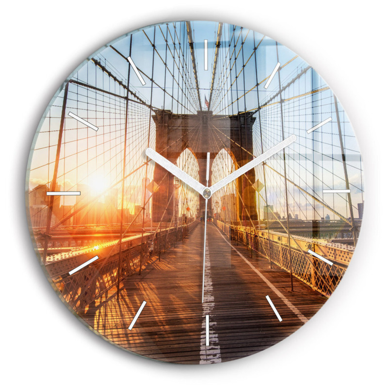 Glass Wall Clock 30 cm NYC Brookliński Bridge Decoration Wall Art by ...