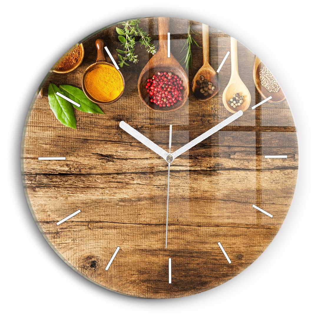 Glass Wall Clock 30 cm Tablespoons of spices Decoration Wall Art by ...