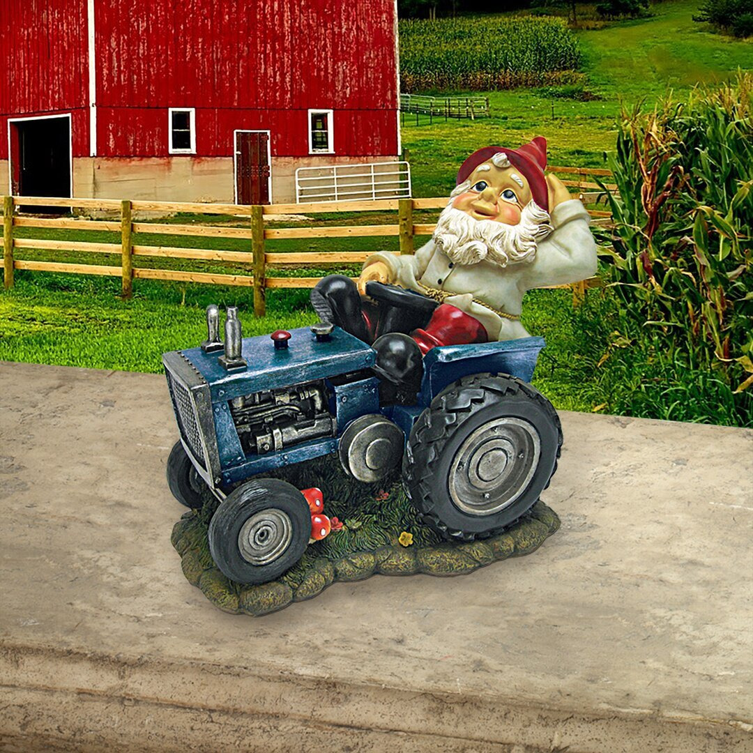 Ploughing Pete on His Tractor Garden Gnome Statue by Wayfair | ufurnish.com