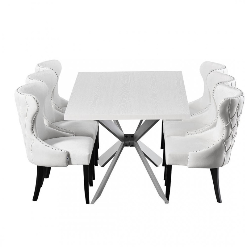 Mayfair Dining Set - a Dining Table & 6 Person Upholstered Dining ...