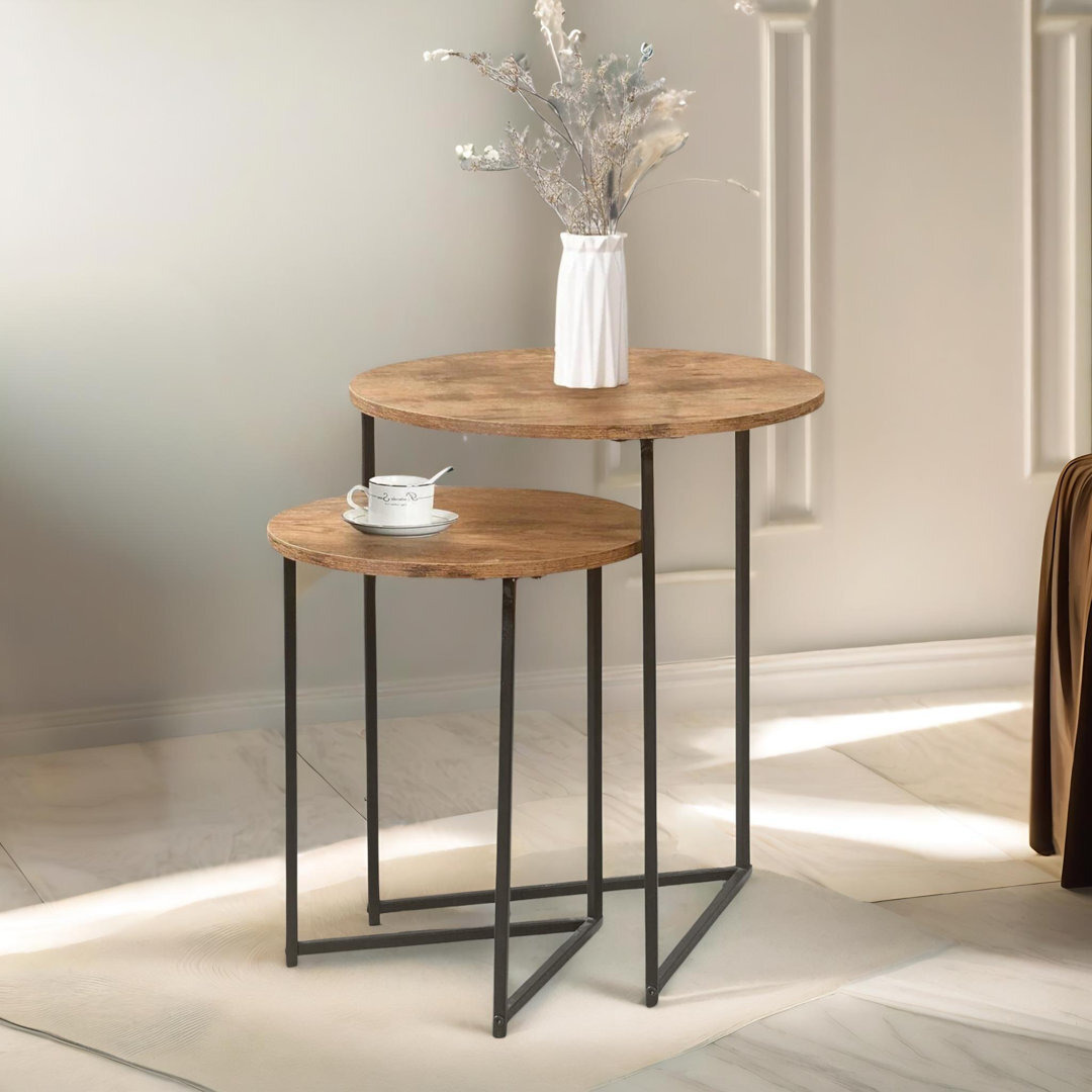 2 Piece Nest of Tables with Metal Legs, End Side Tables, Living Room by ...