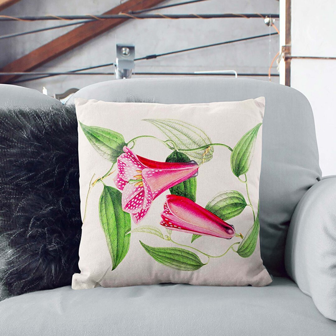 Illustration of Spotted Pink Flowers Cushion with Filling by Wayfair ...