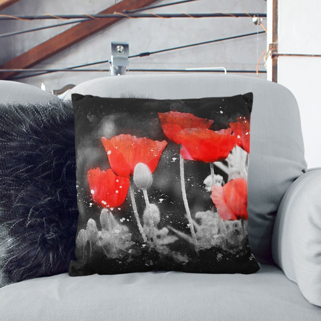 Poppy Field Paint Splash Cushion with Filling by Wayfair | ufurnish.com