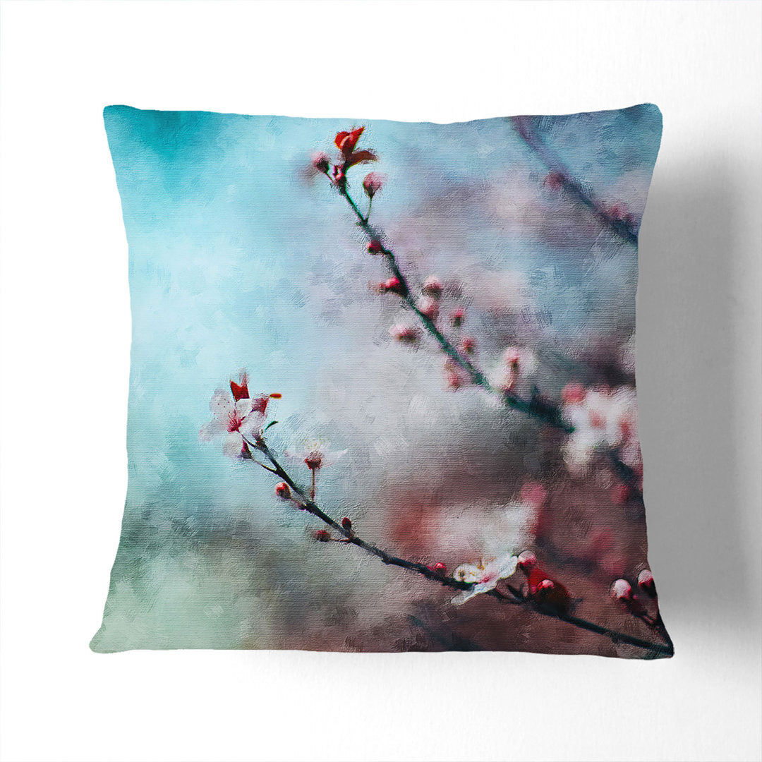 Pale Pink Cherry Blossom Tree Painting Scatter Cushion with Filling by ...