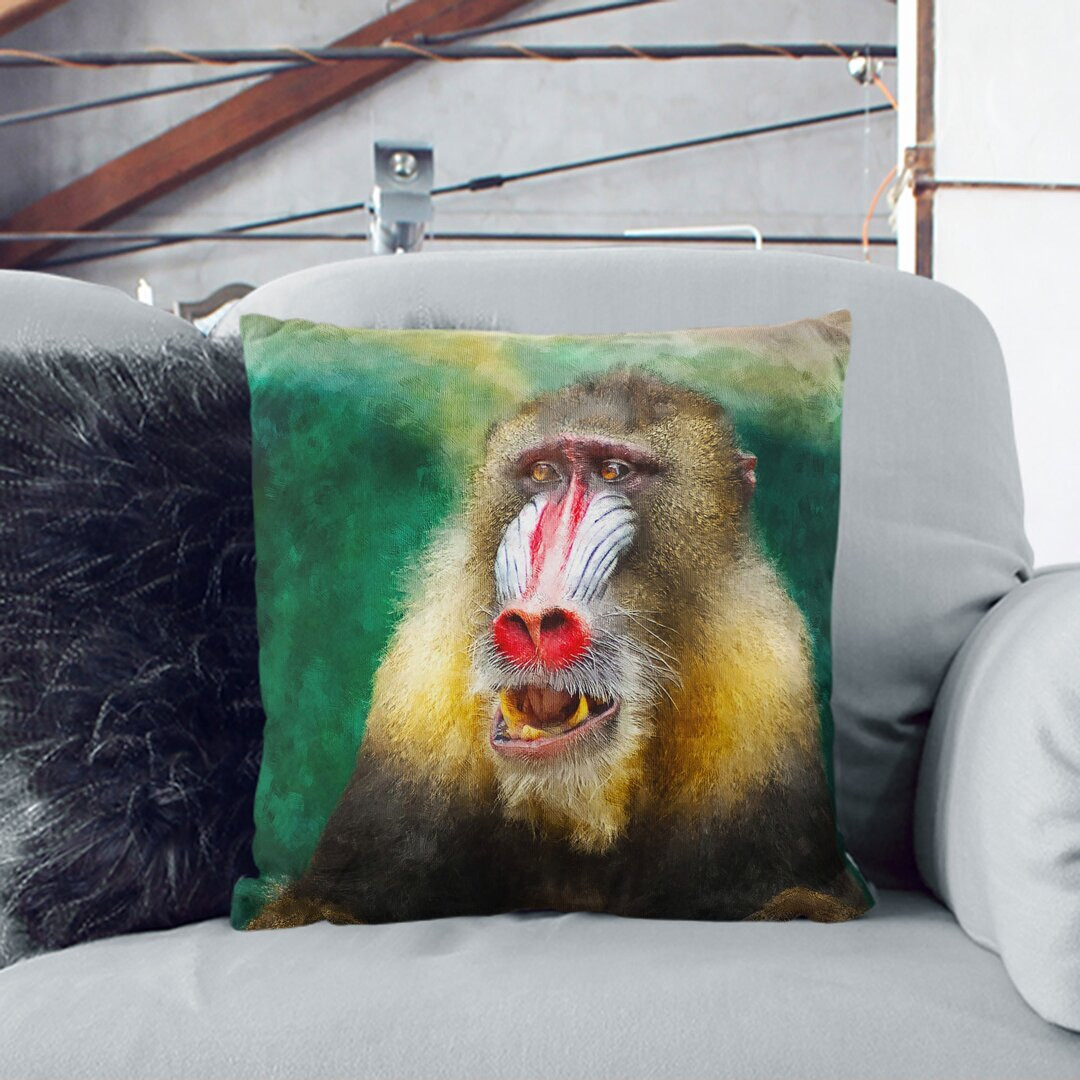 Mandrill Baboon Monkey Painting Scatter Cushion with Filling by Wayfair ...