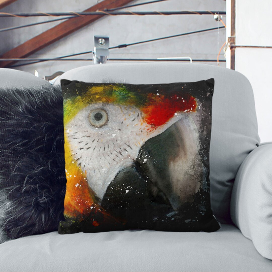 A Macaw Parrot Paint Splash Scatter Cushion by Wayfair | ufurnish.com