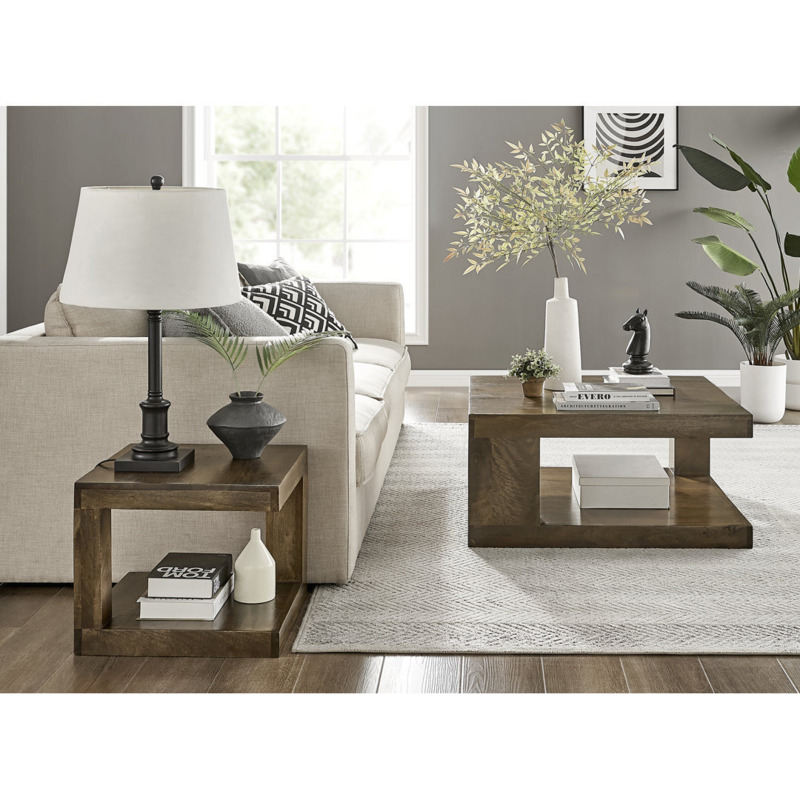 Sutterton Modern Rustic Style Solid Wood Small Side Table with Storage ...