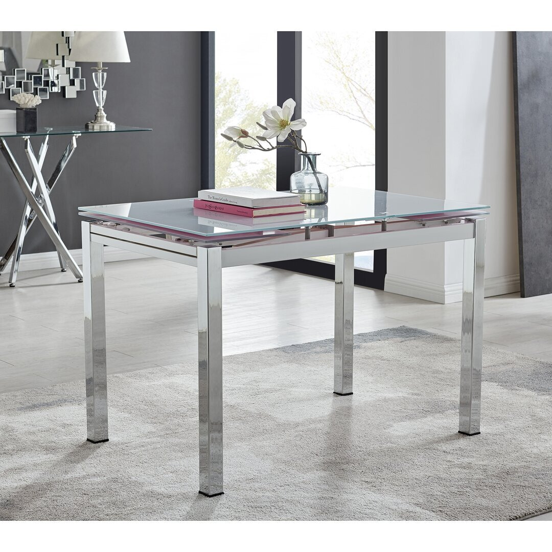 Tierra Modern Glass & Metal Extendable Dining Table Set & 4 Luxury ...