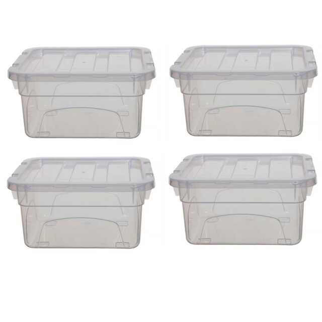 Whitefurze Set of 4 Spacemaster Mini Stackable Storage Boxes 2L with ...