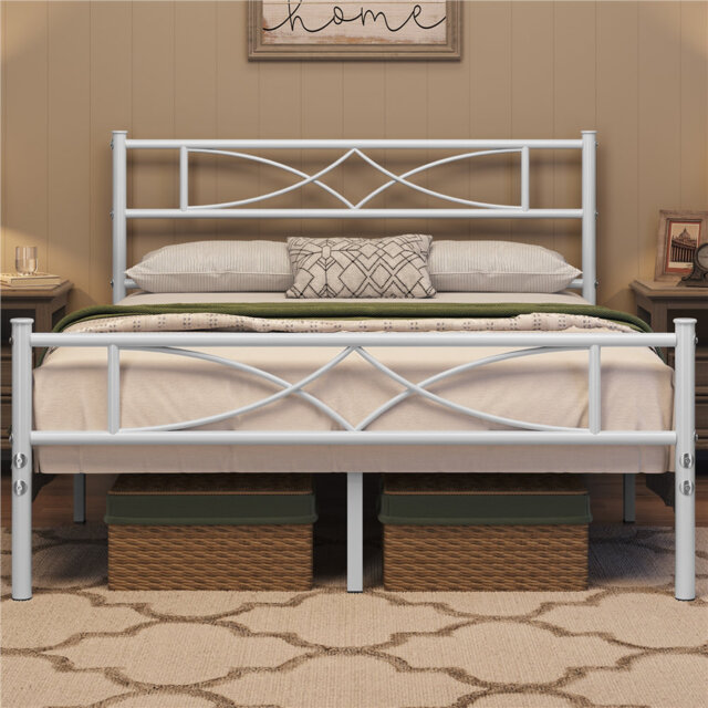 Simple Metal Bed Frame with Curved Design Headboard and Footboard by ...