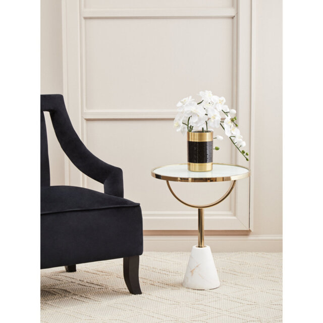Black Glass and Marble Base Side Table by Wayfair | ufurnish.com