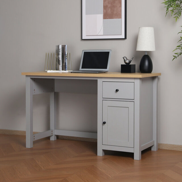 Lewalski - Office Desk With Storage - Grey by Wayfair | ufurnish.com