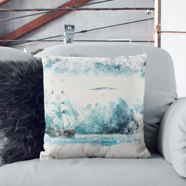 Ship Sailing over a Stormy Sea Cushion with Filling by Wayfair ...
