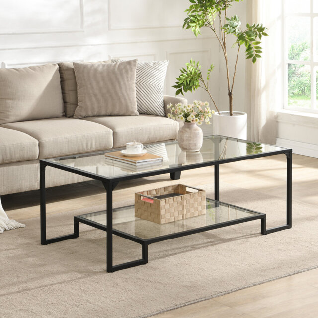 Vertex Rectangular Coffee Table with Shelf by Wayfair | ufurnish.com