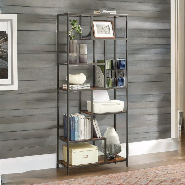 Dernaveagh 175cm H x 82cm W Bookcase Freestanding Shelves Industrial ...