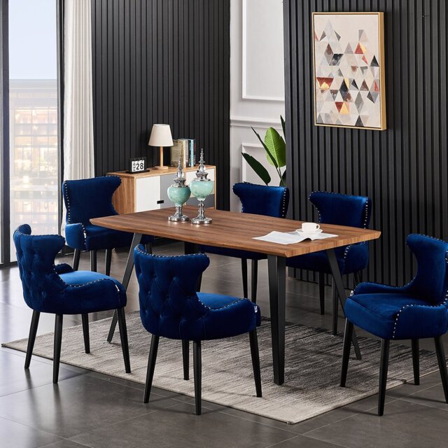Ricky 6 Person Dining set - a Rectangular Wooden Dining Table with ...