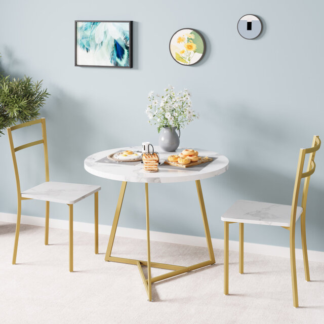 Round Dining Table For 2,Circle Dining Table And 2 Chair Set,Coffee ...