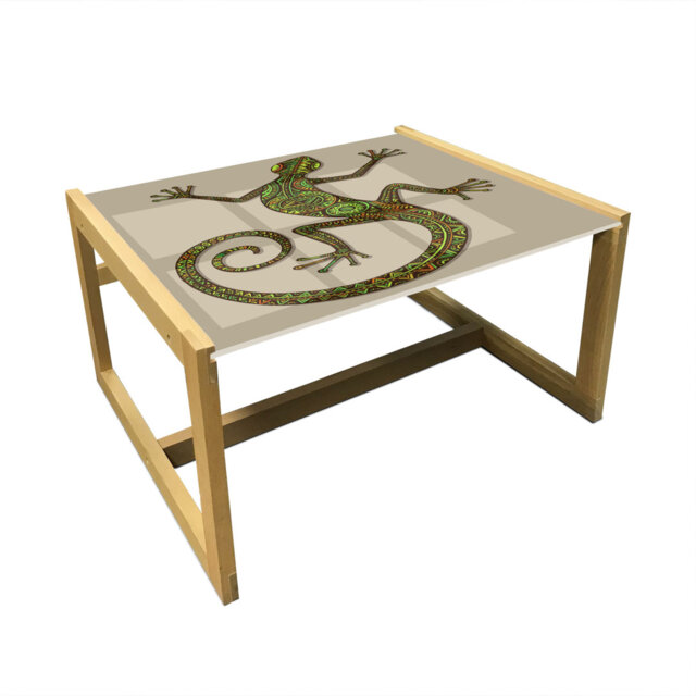 Reptile Coffee Table, Ornamental Colorful Lizard Patterns Moving Around ...
