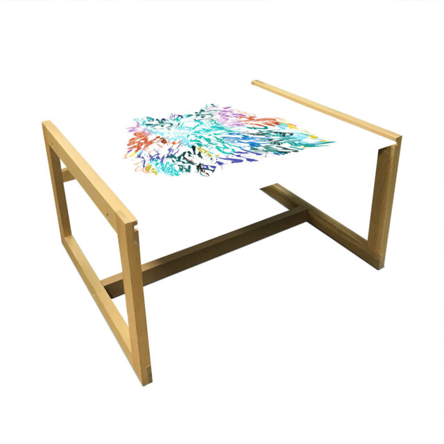 Owl Coffee Table, Owl Fluffy Swollen Colorful Feathers Large Eyes ...