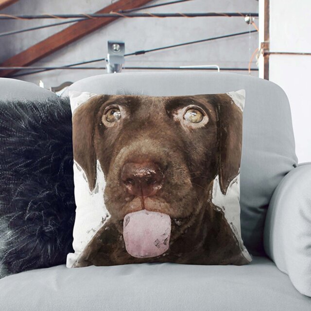 Chocolate Labrador Puppy Cushion with Filling by Wayfair | ufurnish.com