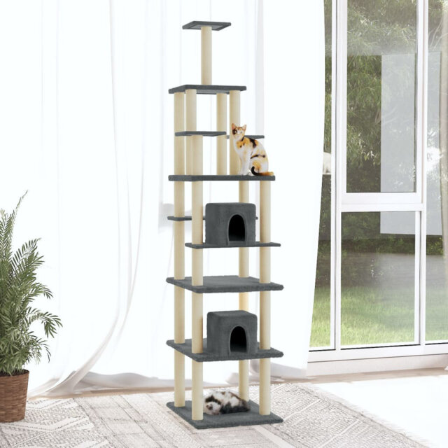 Archie & Oscar Cat Tree With Sisal Scratching Posts Light Grey 216 Cm ...