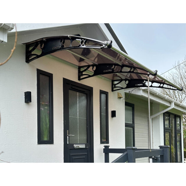 3.5m Width x 1.5m Depth Door Canopy Black-Bracket Bronze-Sheet by ...